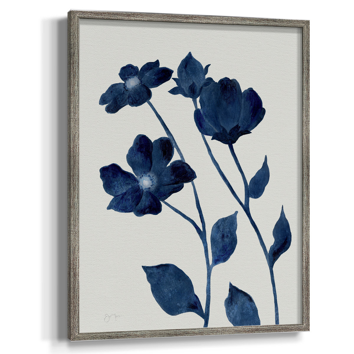 Lark Manor™ Indigo Bloom I Framed Print - Solid Wood 47663 | Wayfair